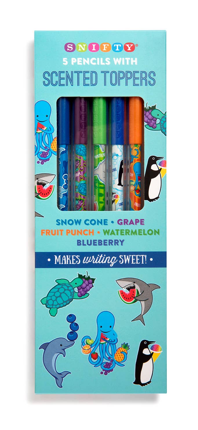 SILLY sea life scented pencil toppers 5 Pk